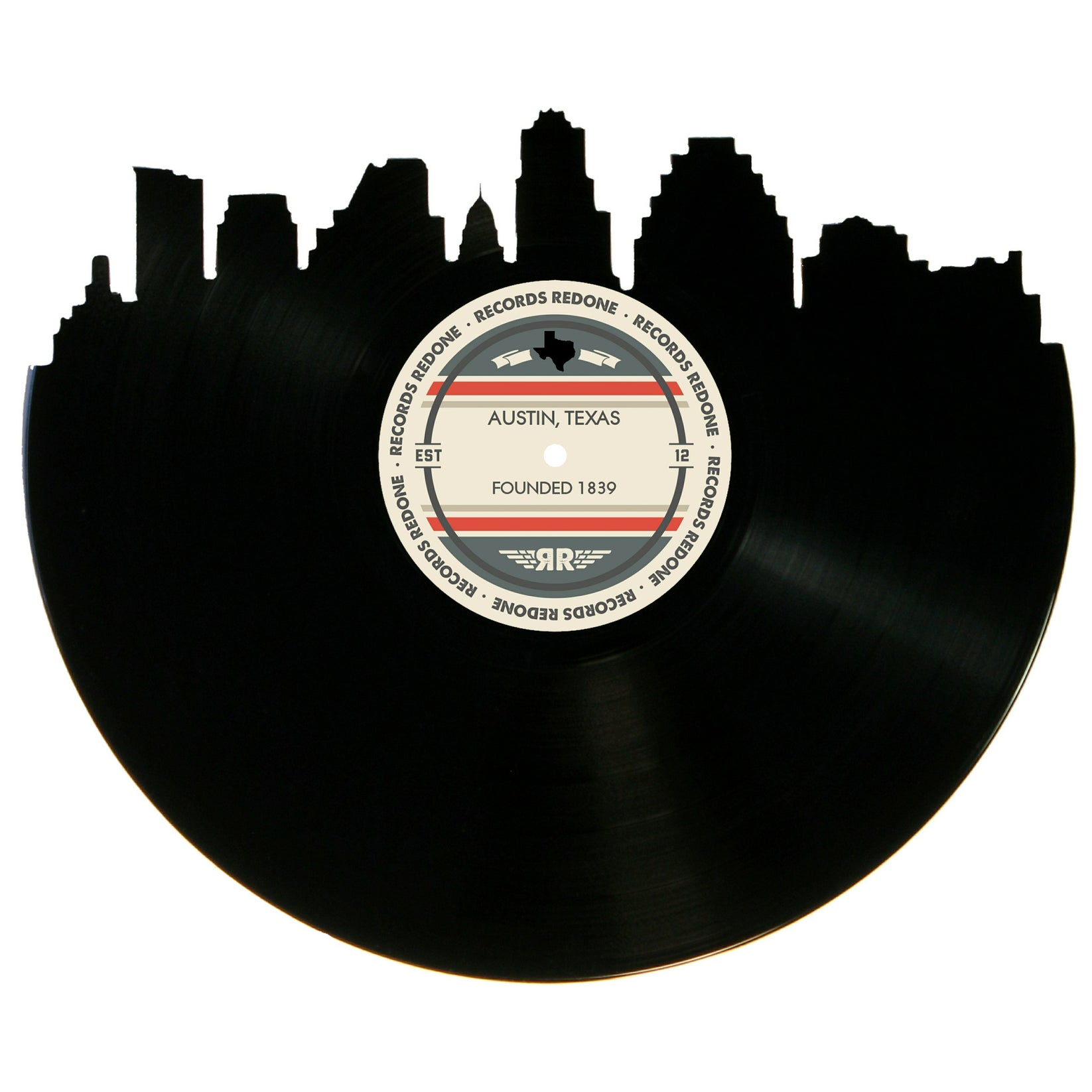 Austin Skyline Record Art | Upcycled Vinyl Wall Décor – Records Redone