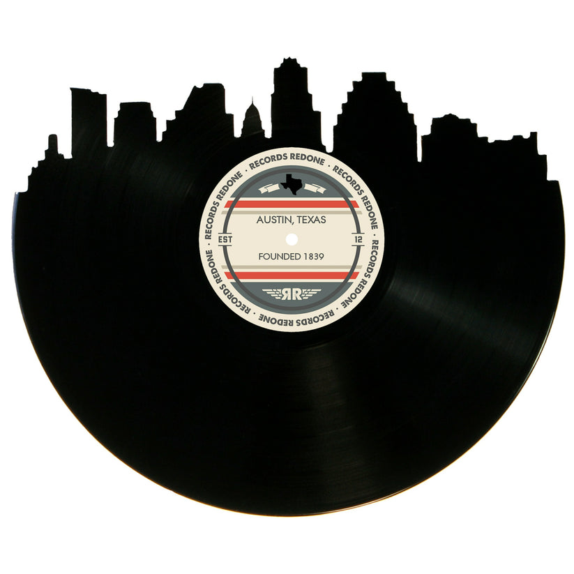 Austin Skyline Record Art | Upcycled Vinyl Wall Décor – Records Redone